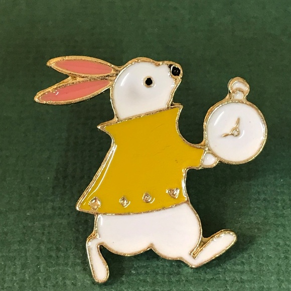 Jewelry | Alice In Wonderland White Rabbit Enamel Pin Brooch | Poshmark